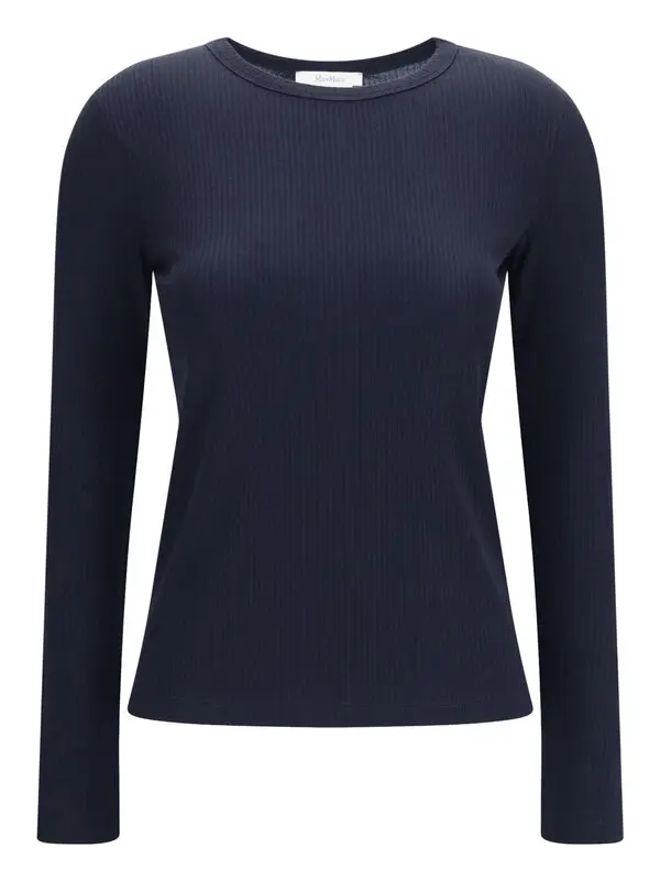 Max Mara Ribbed Long Sleeve Crewneck Sweater - Blue