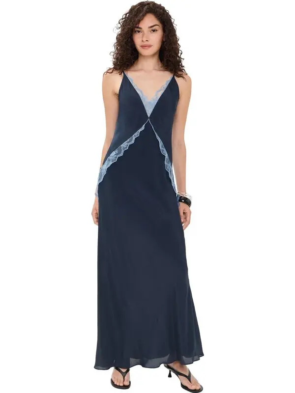 SIR. Elsie Lace Trimmed Gown - Navy