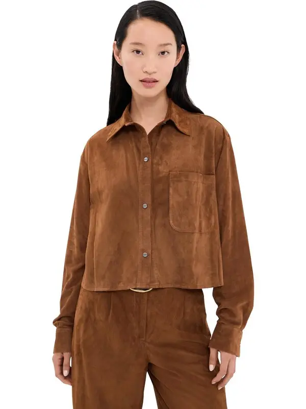 TWP Suede Cropped Shirt - Cigar
