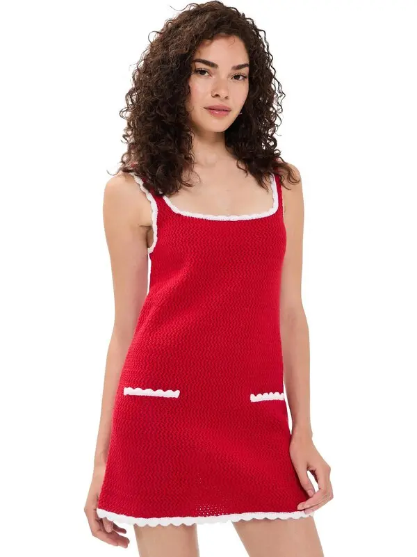 SEROYA Brianna Crochet Dress - Derby Red/eggshell