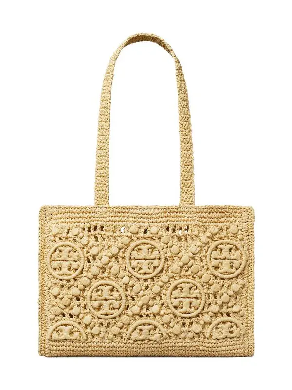 Tory Burch T Monogram Crochet Tote - Natural