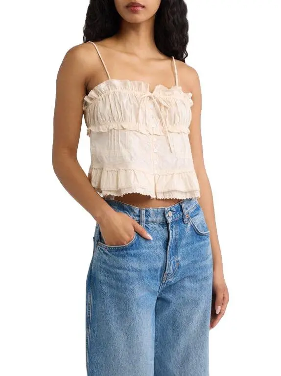 Mango Ruffle Lace Top - Ecru
