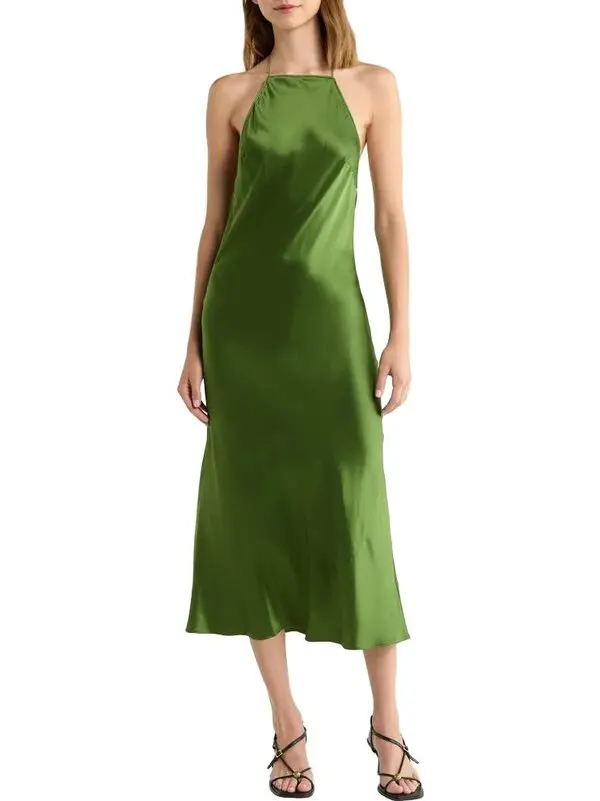 REFORMATION Sleeveless Silk Maxi Dress - Topiary
