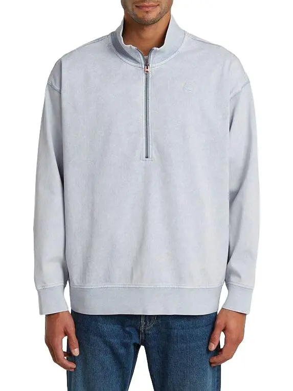 G-star Raw Relaxed Fit Half Zip Pullover - Light Wave Gd Snow Bleach
