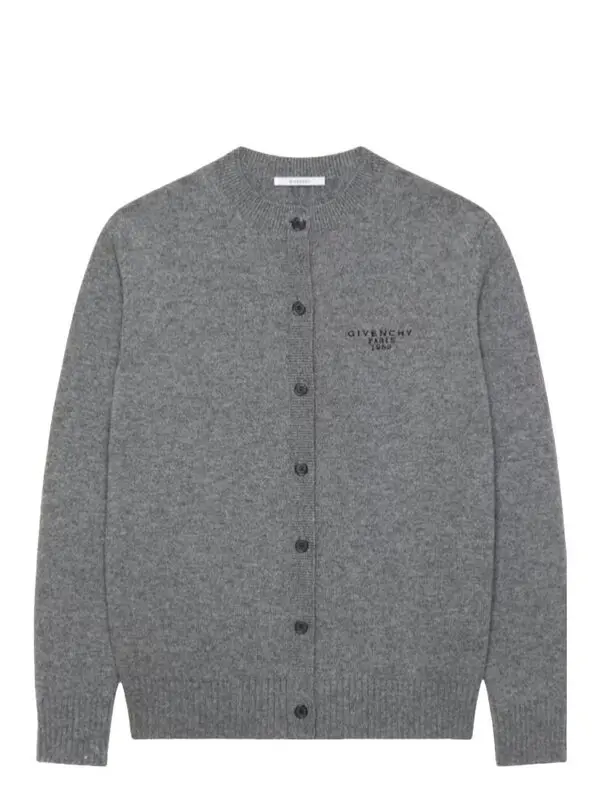 Givenchy Paris 1952 Signature Embroidered Knit Cardigan - Gray