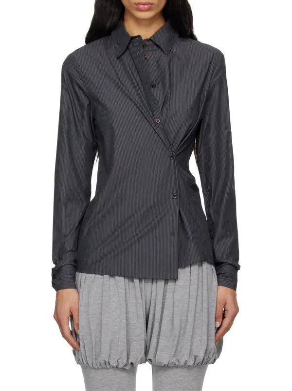 Paloma Wool Asymmetrical Long-sleeve Shirt With Snap Cuffs - Black