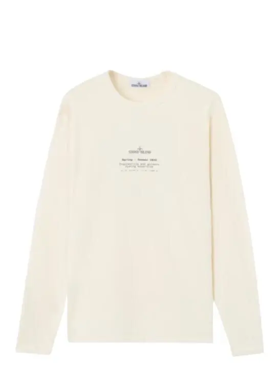 Stone Island Regular-fit Long-sleeve T-shirt With Stone Print - Ivory