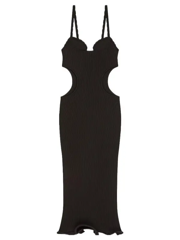 Givenchy Ribbed Cutout Midi Dress - Black