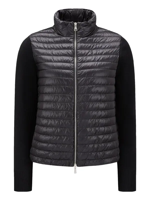 Moncler Padded Contrasting Zip-up Jacket - Black