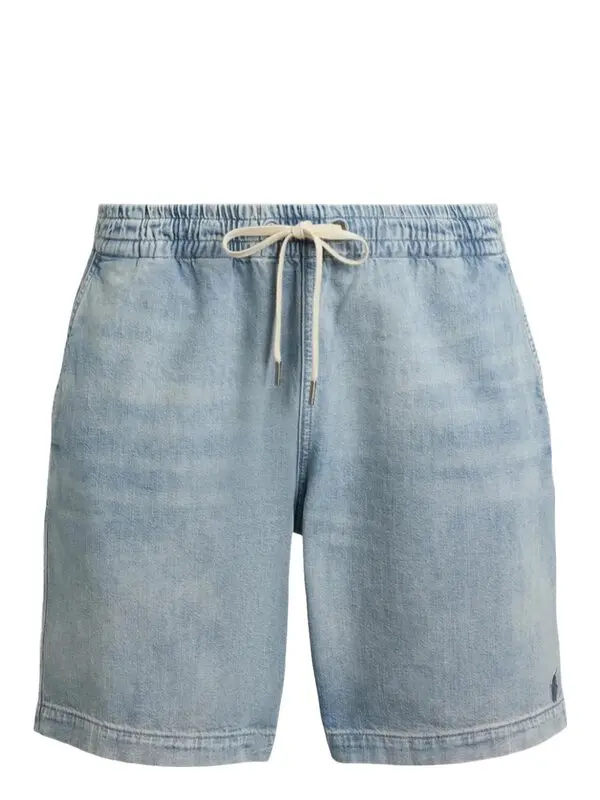 Polo Ralph Lauren Embroidered Logo Drawstring Denim Shorts - Gray