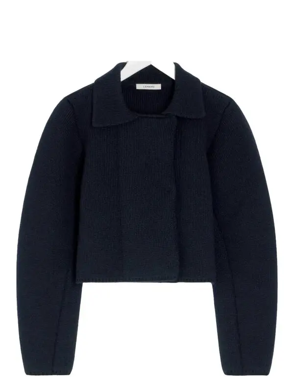 LEMAIRE Felted Double-breasted Blouson Jacket - Midnight Black