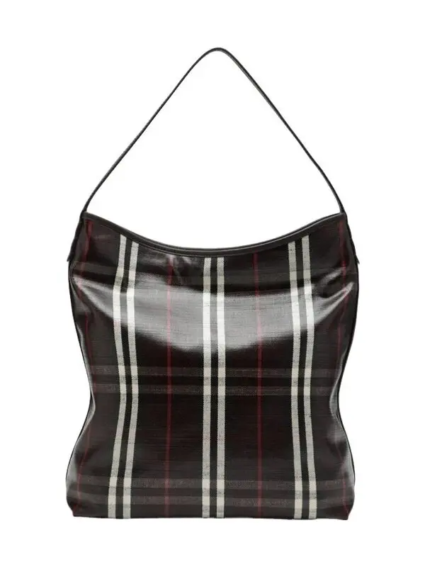 Burberry Checked Shoulder Bag - Black