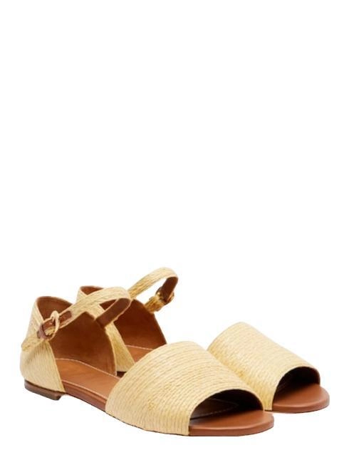 Staud Catharine Raffia And Leather Sandals - Nude