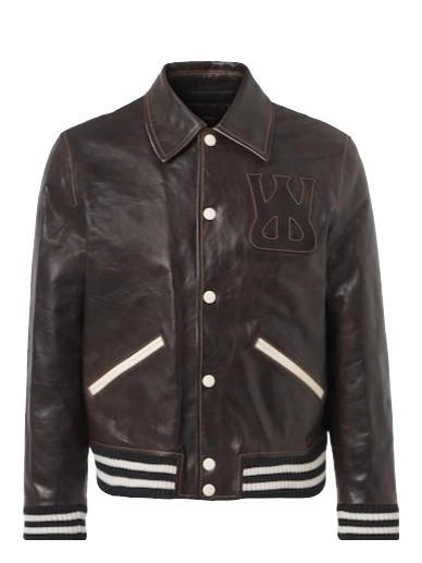 WALES BONNER Prince Leather Varsity Jacket - Black