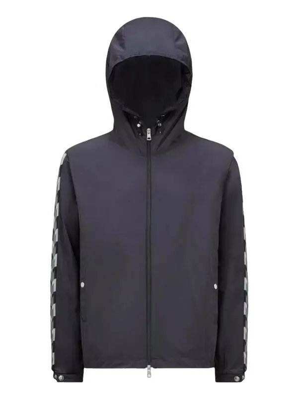 Moncler Moyse Zip-up Hooded Jacket With Jacquard Belt - Black