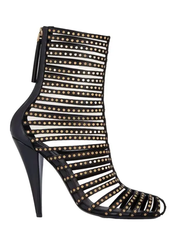 Givenchy Cage Ankle Boots In Leather With Studs - Black