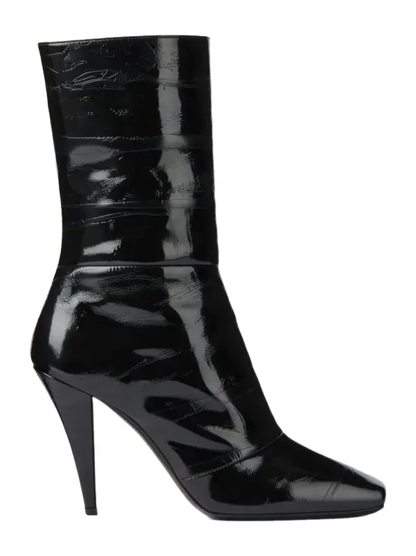 Givenchy Sliced Square Ankle Boots In Shiny Leather - Black
