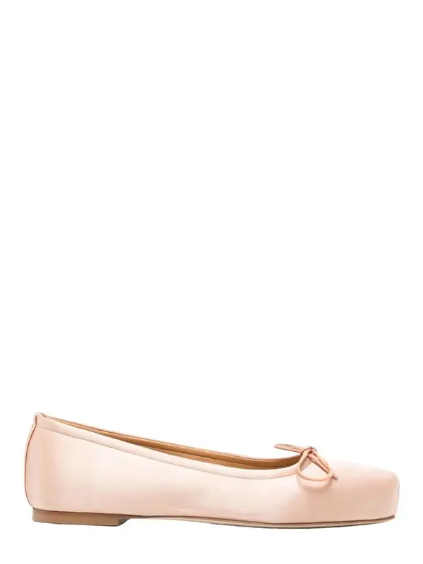 AeydĒ Square-toe Satin Ballerina Flats With Bow Detailing - Nude