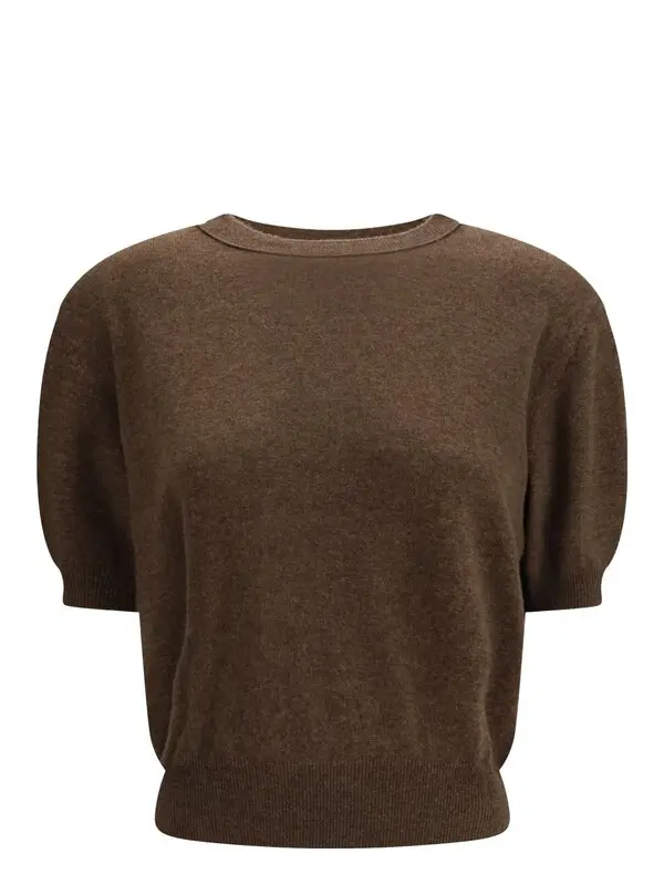 LISA YANG Genevra Short Sleeve Knitted Top - Green
