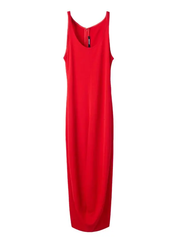 Jacquemus Asymmetrical Draped Hem Dress - Red