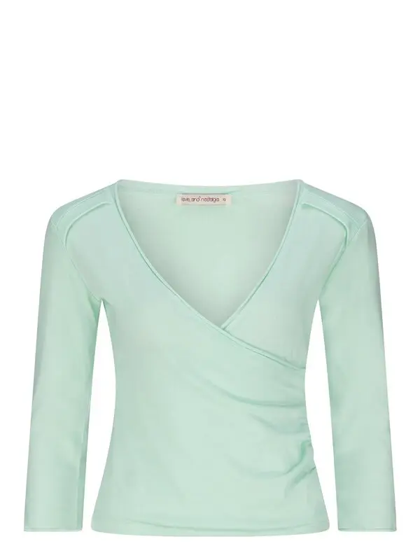 LOVE AND NOSTALGIA Three Quarter Sleeve Top - Green