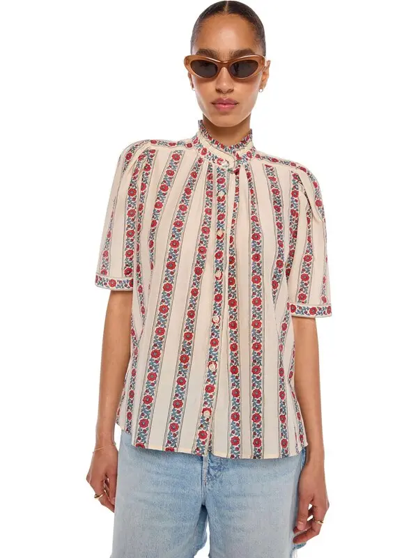 Alix Of Bohemia Roseband Stripe Cotton Silk Shirt - Light Blue