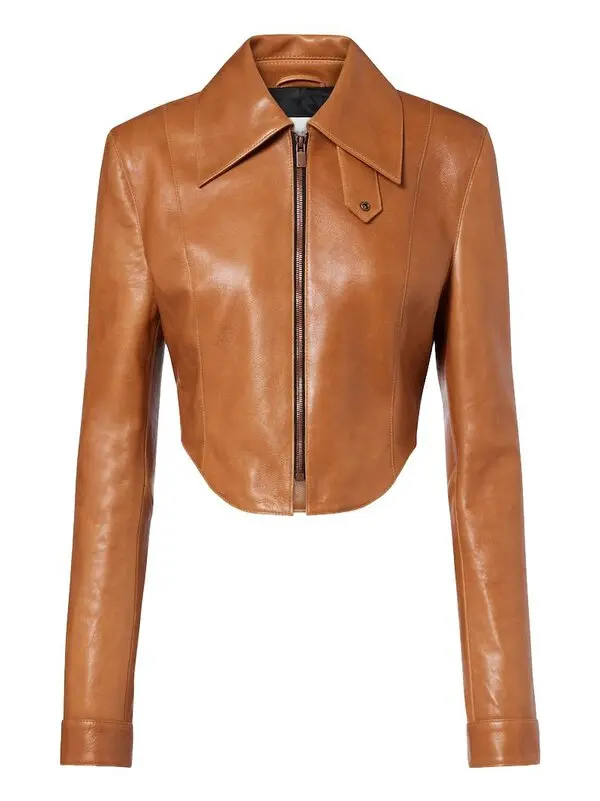 Magda Butrym Leather Bomber Jacket - Beige