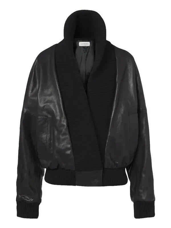 Magda Butrym Leather Bomber Jacket - Black