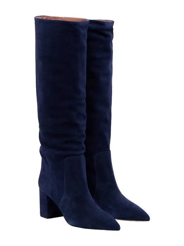 Paris Texas Suede Pointed Toe Knee-high Boots - Blue