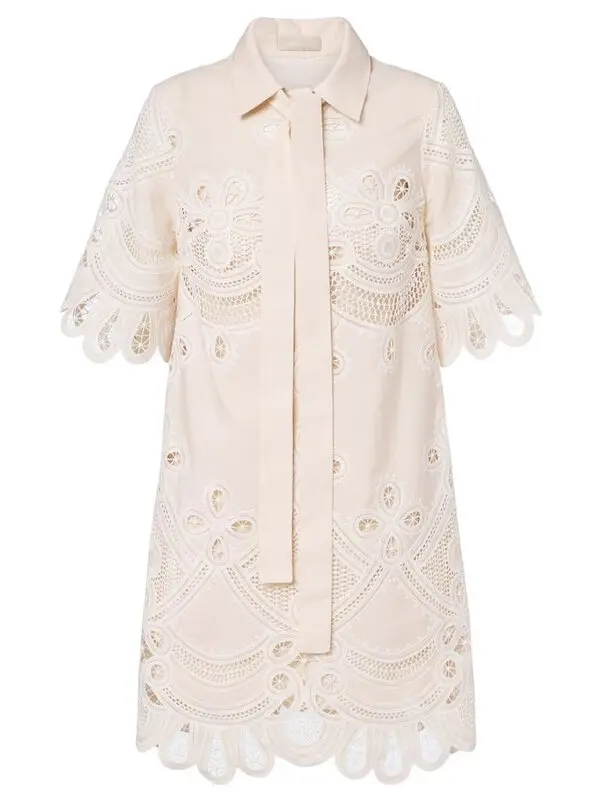 Elie Saab Embroidered Minidress - White