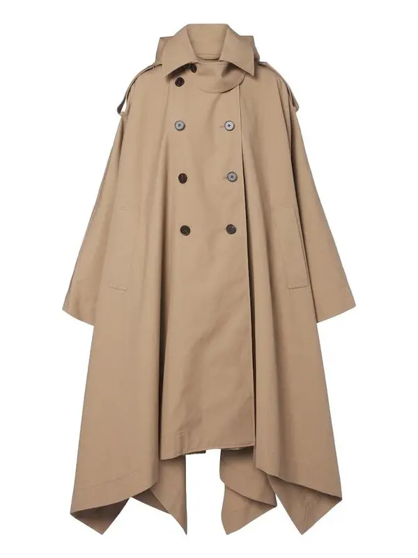 RÓHE Double-breasted Cotton Cape - Beige