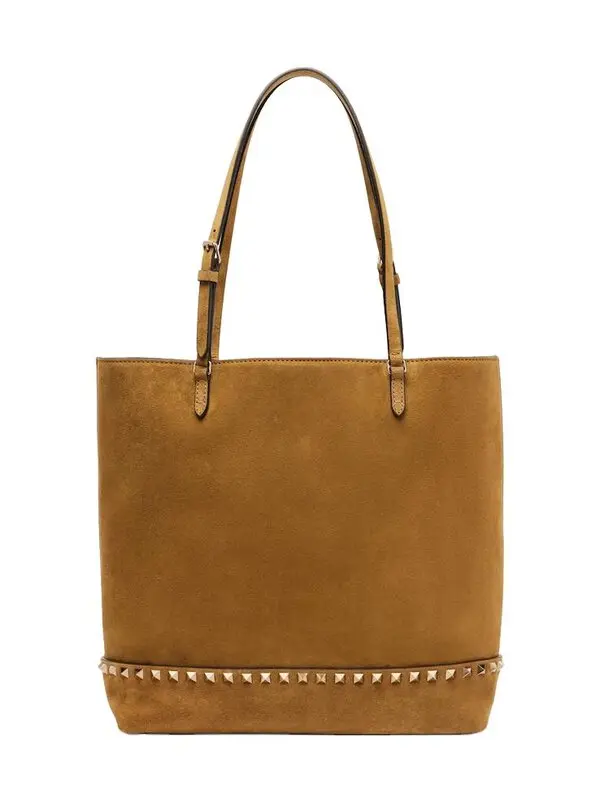 Valentino Garavani Rockstud Medium Suede Tote Bag - Brown