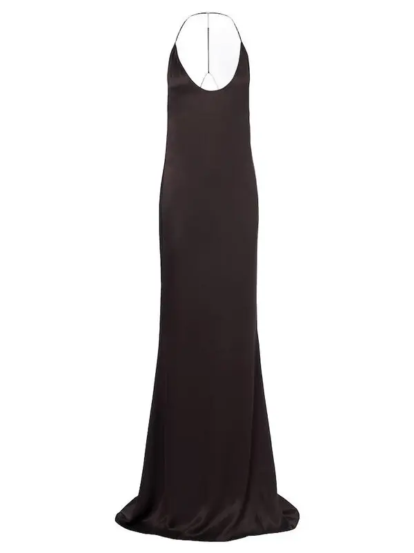 TOM FORD Draped Open-back Silk Gown In Espresso - Brown