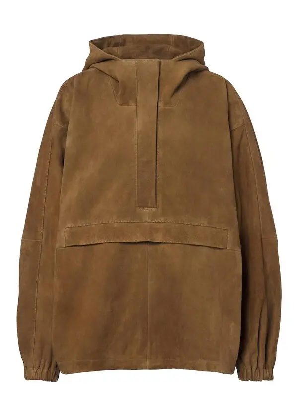 RÓHE Suede Half-buttoned Jacket With Drawstring Waist - Brown