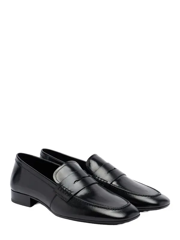 Dries Van Noten Leather Penny Loafers - Black