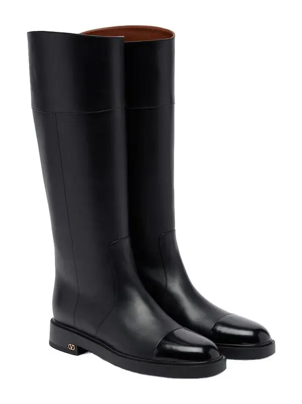 Valentino Garavani Leather Knee-high Boots - Black