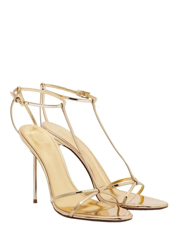 Paris Texas Metallic Patent Leather Sandals - Gold