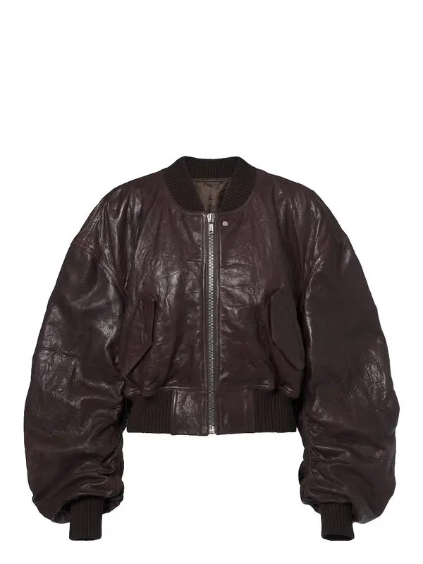Rick Owens Secchia Leather Bomber Jacket - Brown
