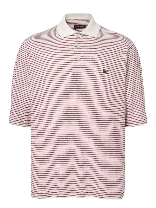 WALES BONNER Bask Striped Linen And Cotton Polo Shirt - White