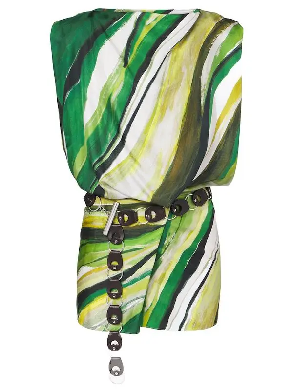 Christopher Esber Belted Printed Silk Minidress - Green