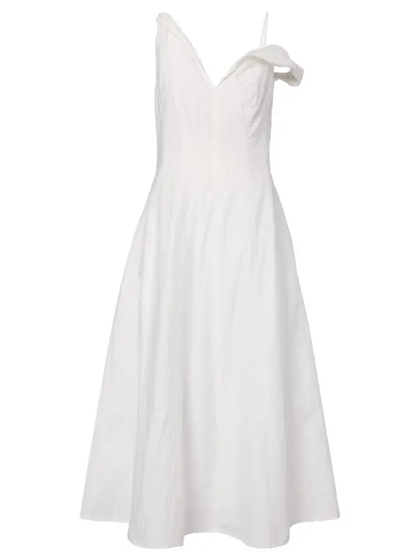 RÓHE Off-shoulder Cotton-blend Midi Dress - White