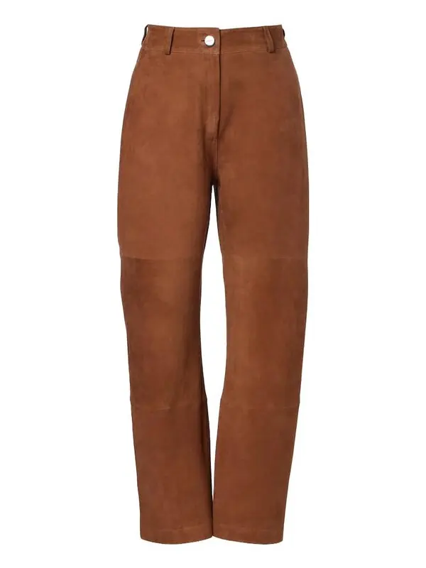 RÓHE Suede Barrel-leg Pants - Brown