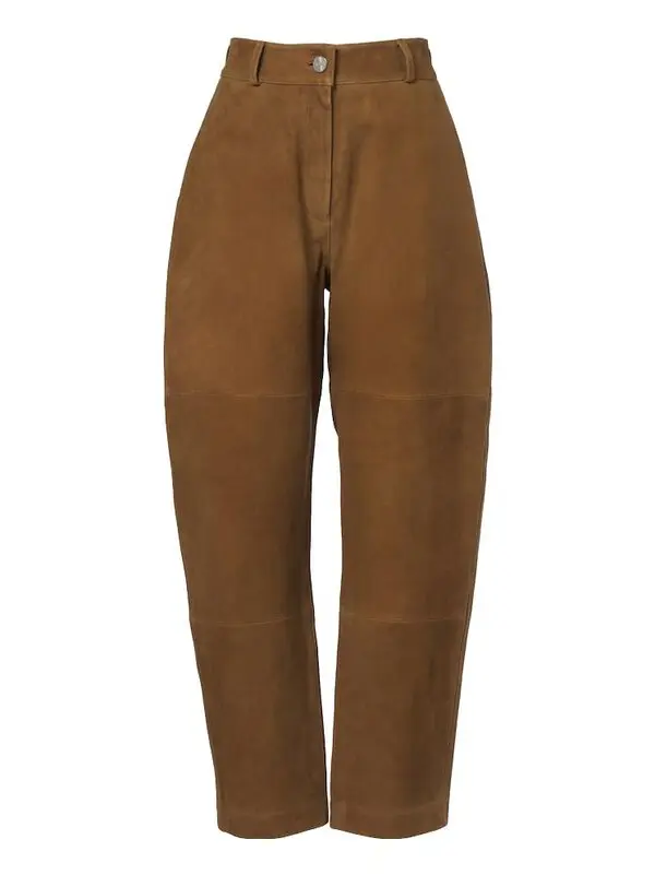 RÓHE Suede Barrel-leg Pants - Brown