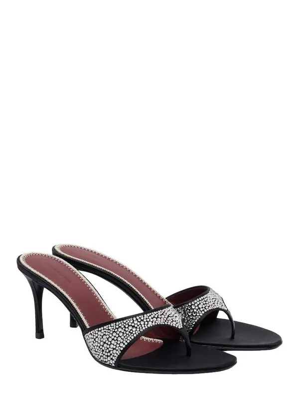 Magda Butrym Embellished Satin Thong Sandals - Black