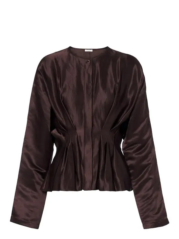 JOSEPH Erin Pleated Linen And Silk Blouse - Brown