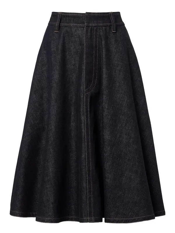 Brunello Cucinelli Denim Midi Skirt - Blue