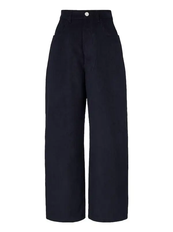 RÓHE Berber Cotton Corduroy Barrel-leg Pants - Blue