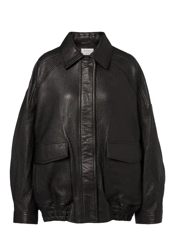 RÓHE Leather Blouson Jacket - Black