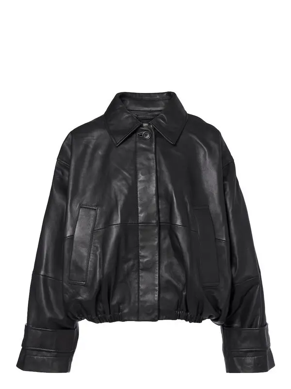 RÓHE Leather Blouson Jacket - Black