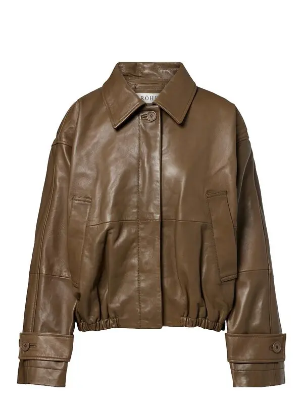 RÓHE Leather Blouson Jacket - Brown